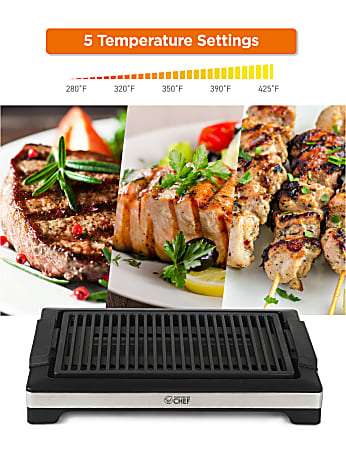 Commercial Chef Indoor Electric Grill 3 H x 17 12 W x 12 14 D Black ...