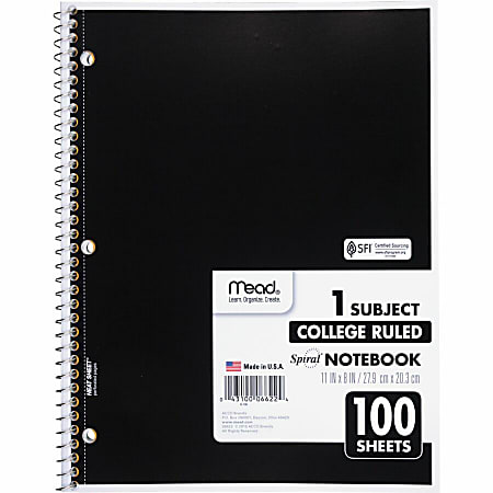 Mead Spiral Notebooks 1 Subject College Ruled 100 Sheets Assorted Pack ...