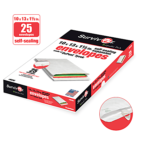 Quality Park Tyvek Expansion Envelopes 10 x 13 x 1 12 14 Lb White Box ...