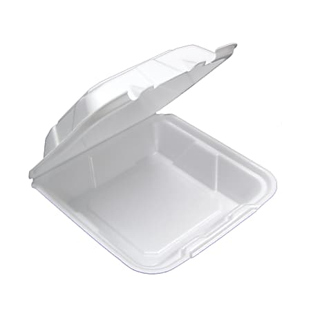 Pactiv Foam Conventional Hinged Lid Containers Medium White 1 ...
