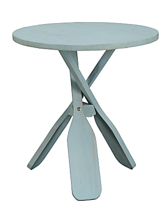 Coast to Coast Round Oar Accent Table Blue Rub - Office Depot