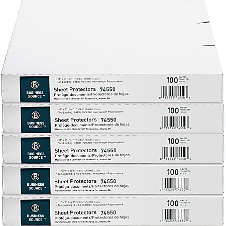 Business Source Top Loading Poly Sheet Protectors 3.2 mil Thickness ...
