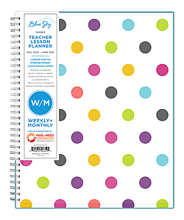 Blue Sky Teacher WeeklyMonthly CYO Planner 8 12 x 11 Teacher Dots July ...