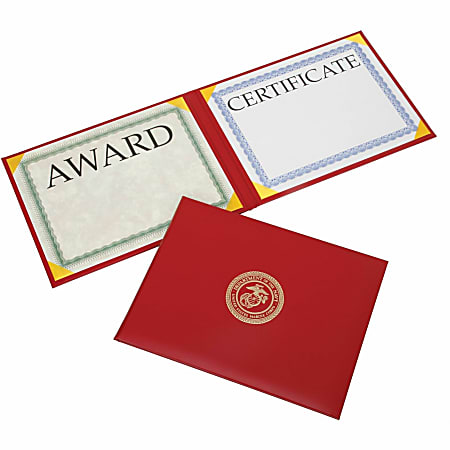 SKILCRAFT Padded Award Certificate Binder with USMC Seal Letter 8 12 x ...