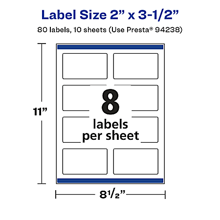 Avery Glossy Permanent Labels With Sure Feed 94238 WGP10 Rectangle 2 x ...