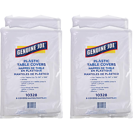 Genuine Joe Plastic Rectangular Table Covers 108 Length x 54 Width ...