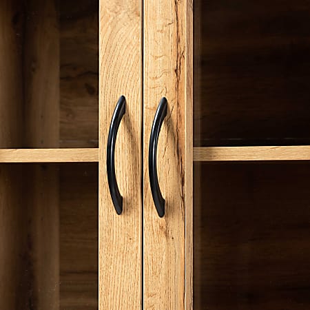 Baxton Studio Laurana 24 W Kitchen Cabinet And Hutch Oak Brown Office Depot
