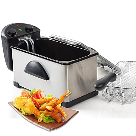 MegaChef 3.17 Quart Stainless Steel Electric Deep Fryer With Timer 9 ...