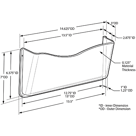 Azar Displays Single Pocket Wall Files Magnetic Tape Mount 7 H x 14 34 ...