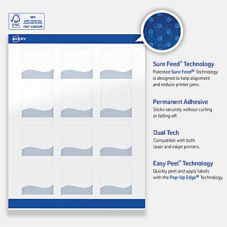 Avery Printable Labels With Sure Feed Technology S00 ETW Square 2 x 2 ...