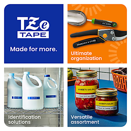 Brother P touch TZe345 Laminated 34 x 26.2 ft 18mm x 8m White on Black ...