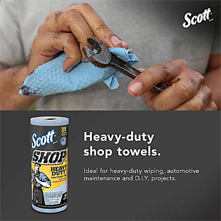 Scott Heavy Duty Shop Towels 11 x 10.40 60 SheetsRoll Blue Hydroknit 12 ...