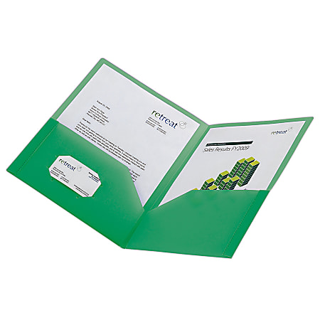 Office Depot Brand School Grade 2 Pocket Poly Folder Letter Size Green ...