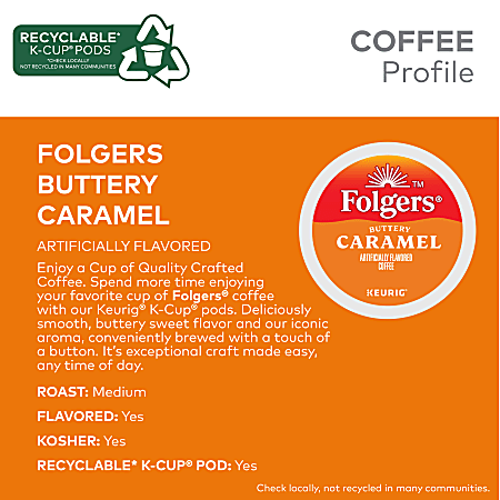 Folgers Keurig Single Serve K Cup Pods Buttery Caramel 24ct - Office Depot