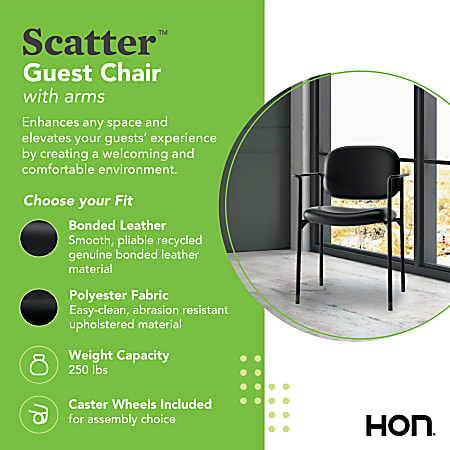 HON Scatter Stacking Guest Chair Fixed Arms Fabric Black - Office Depot