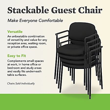 HON Scatter Stacking Guest Chair Fixed Arms Fabric Black - Office Depot
