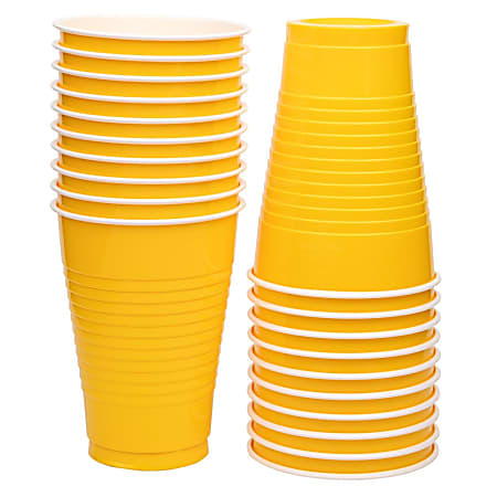 JAM PAPER Plastic Party Cups 12 oz Yellow 20 GlassesPack - Office Depot