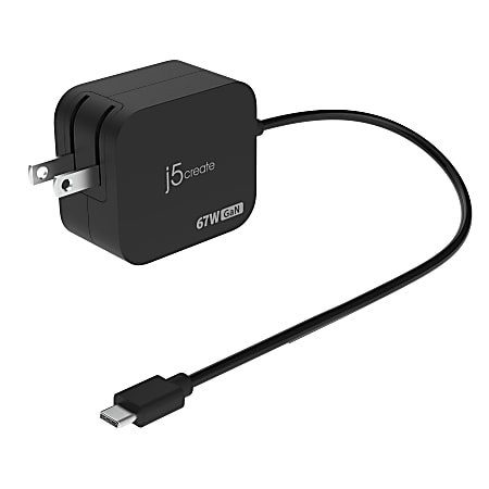 j5create 67W GaN PD USB C Mini Charger With 4.5mm DC Converter Black ...
