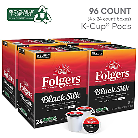Folgers Black Silk Coffee Keurig Single Serve K Cup Pods Dark Roast 24 ...