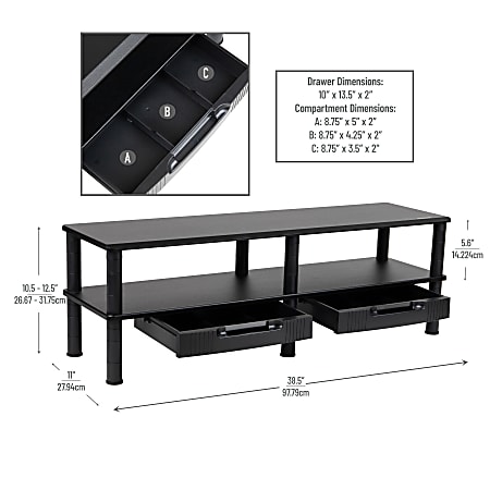 Mind Reader Extended 2 Tier Dual Monitor Stand 12 12 H x 11 W x 38 12 D ...
