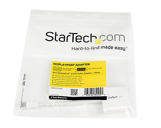 StarTech.com Mini DisplayPort to DVI Video Adapter Converter White ...