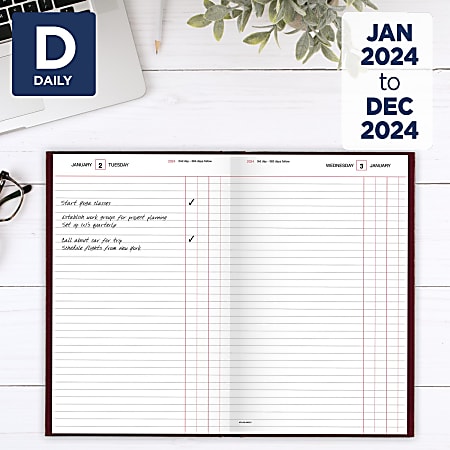 2024 AT A GLANCE Standard Daily Diary Journal Ruled 7 34 x 12 Red ...