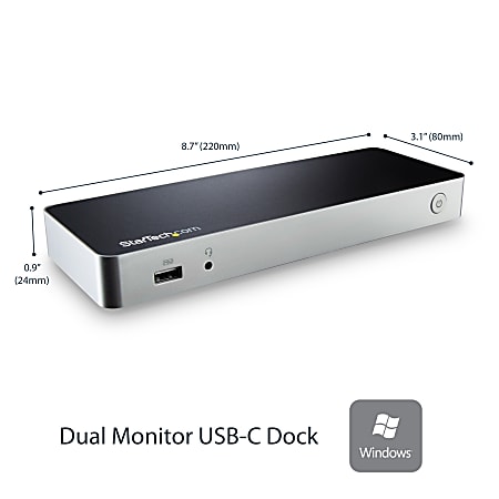 StarTech.com Dual Monitor USB C Dock Windows 60W PD 5x USB 3 Dual HDMI ...