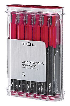 TUL Permanent Markers Fine Point Red Pack Of 12 - Office Depot