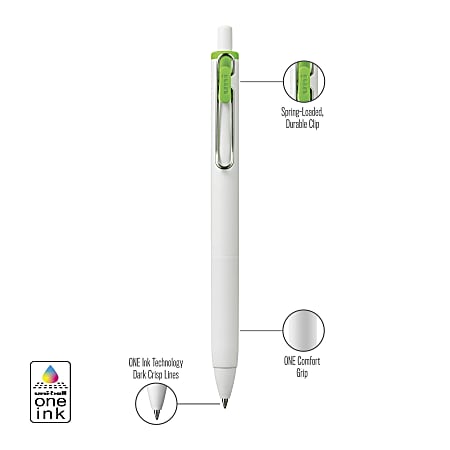 Uni Ball One Retractable Gel Pens Medium Point 0.7 mm White Barrel ...