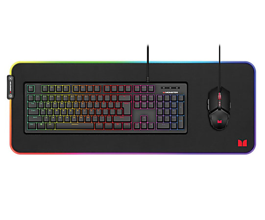 Monster Rogue LED Gaming Mousepad 32 H x 12 W x 1 D Black - Office Depot