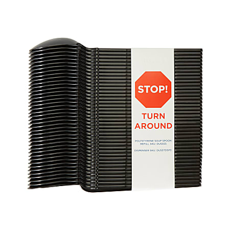 SmartStock T Series Disposable Cutlery Refills Polystyrene Soup Spoons Black 40 Soup Spoons Per ...