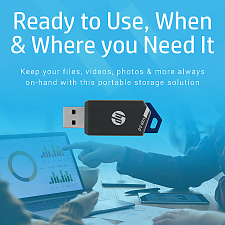 HP x900w USB 3.0 Flash Drive128GBGrayBlue - Office Depot