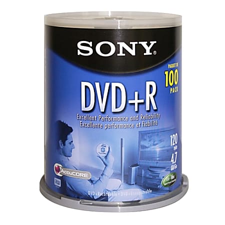 Sony DVDR Recordable Media Spindle 4.7GB120 Minutes Pack Of 100 - ODP ...