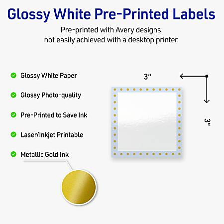 Avery Print To The Edge Labels Sure Feed S00 DMF PRWGP10 3 x 3 Glossy ...