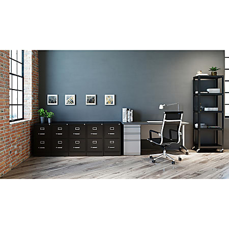 Lorell Fortress 26 12 D Vertical 2 Drawer Letter Size File Cabinet Black Office Depot