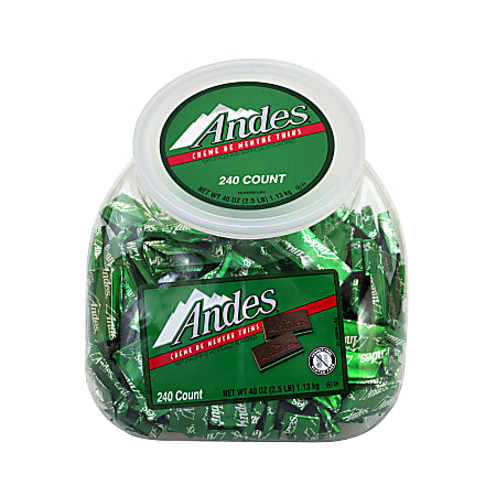 Andes Cr me De Menthe Thins 2.5 Lb Tub Of 240 Pieces - Office Depot