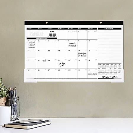 AT A GLANCE 2026 Monthly Desk Pad Calendar Compact 17 34 x 11 - Office ...