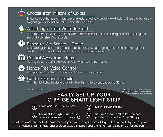 C by GE Full Color Smart LED Light Strip Extension 40 60 Watt - Office ...