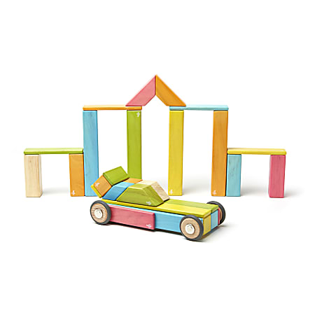 Tegu Magnetic Wooden Blocks Tints 42 Piece Set - Office Depot