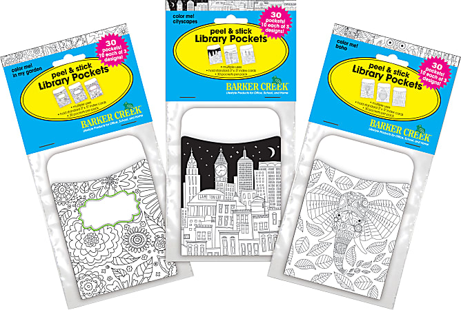 Barker Creek Peel Stick Library Pockets 3 12 x 5 18 Color Me Set Of 90 ...