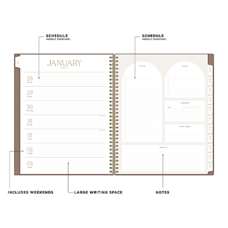 2027 Blue Sky Solid Latte WeeklyMonthly Planning Calendar Notes 8.5x11 ...
