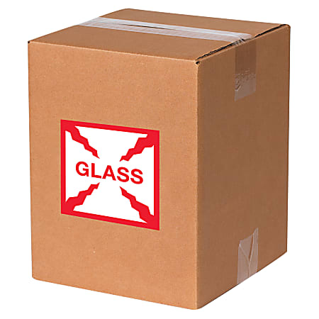 Tape Logic® Preprinted Shipping Labels, SCL506, "Glass," 4" x 4", Red ...
