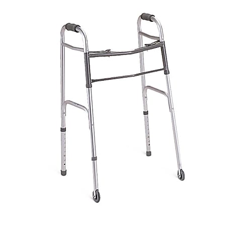 Medline Deluxe Adjustable AluminumSteel Folding Walker 25 32 H 300 Lb ...