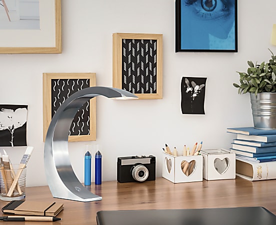 Kenroy Home Slide LED Desk Lamp 13 H Brushed Steel - Office Depot