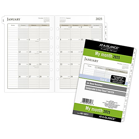 2025 AT A GLANCE Monthly Planner Refill 5 12 x 8 12 Traditional January ...