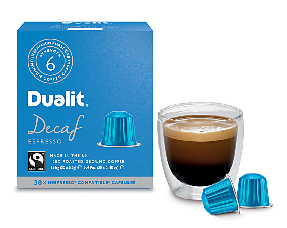 Dualit Single Serve Decaf Espresso Capsules Medium Roast Decaffeinated ...