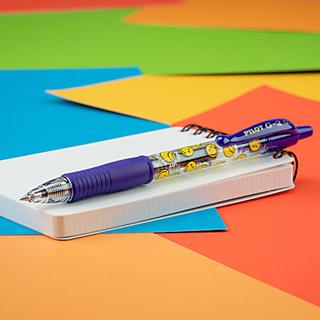 Pilot G2 SmileyWorld Gel Pen Fine Point 0.7mm Iris Blue Ink Single Pen ...