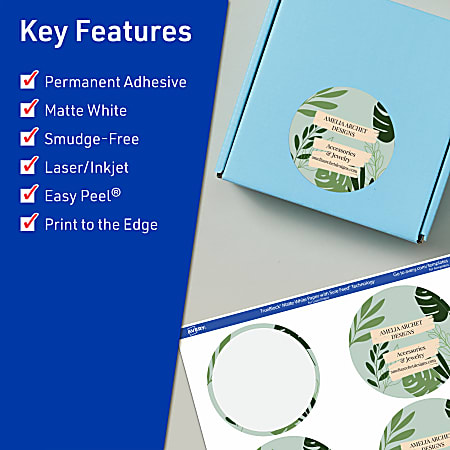 Avery Print To The Edge TrueBlock Labels With Sure Feed 94513 TWMP10 ...