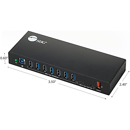 SIIG 10 Port Industrial USB 3.1 Gen 1 Hub with Dual USB C 65W Charging ...