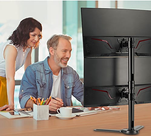 Freestanding Adjusting Vertical Dual Monitor Steel Stand 17 to 32 75x75 ...